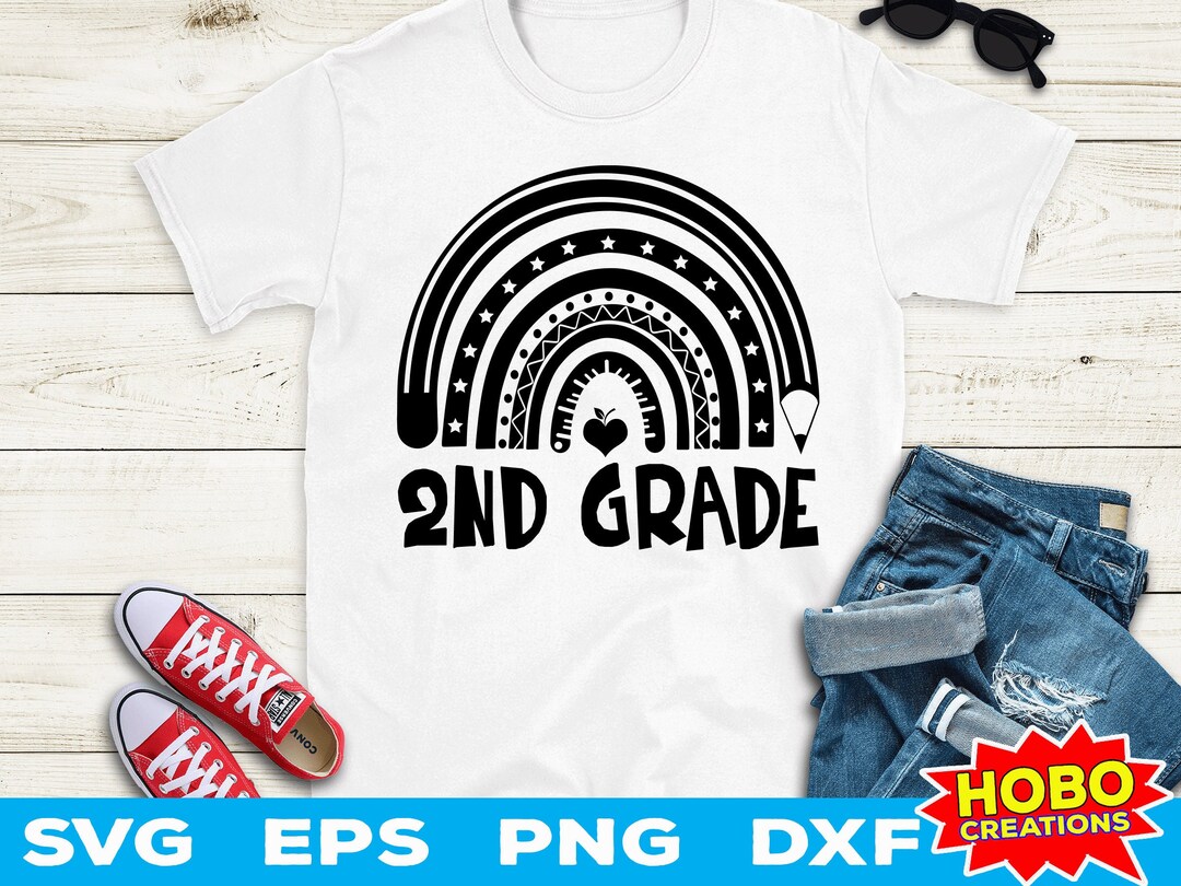 Second Grade Svg, Rainbow School Svg, Back to School Svg, Teacher Svg ...