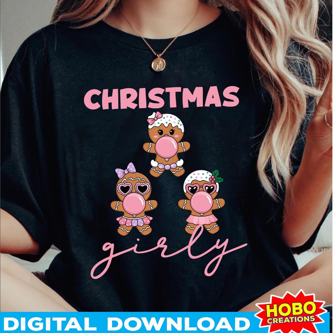 Christmas Girly PNG, Gingerbread Girl Blowing Bubble PNG, Christmas ...