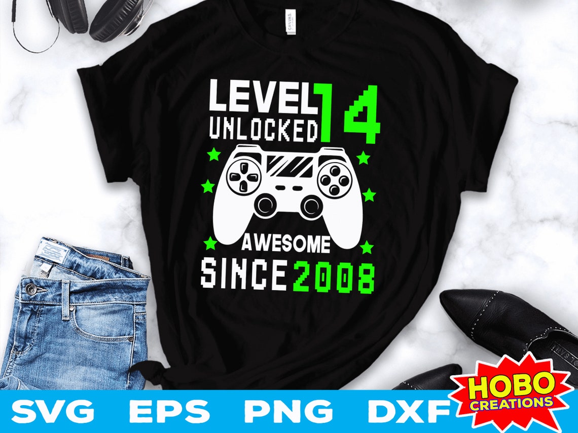 Level 14 Unlocked SVG 14th Birthday Boy Gamer 14 Years Old | Etsy