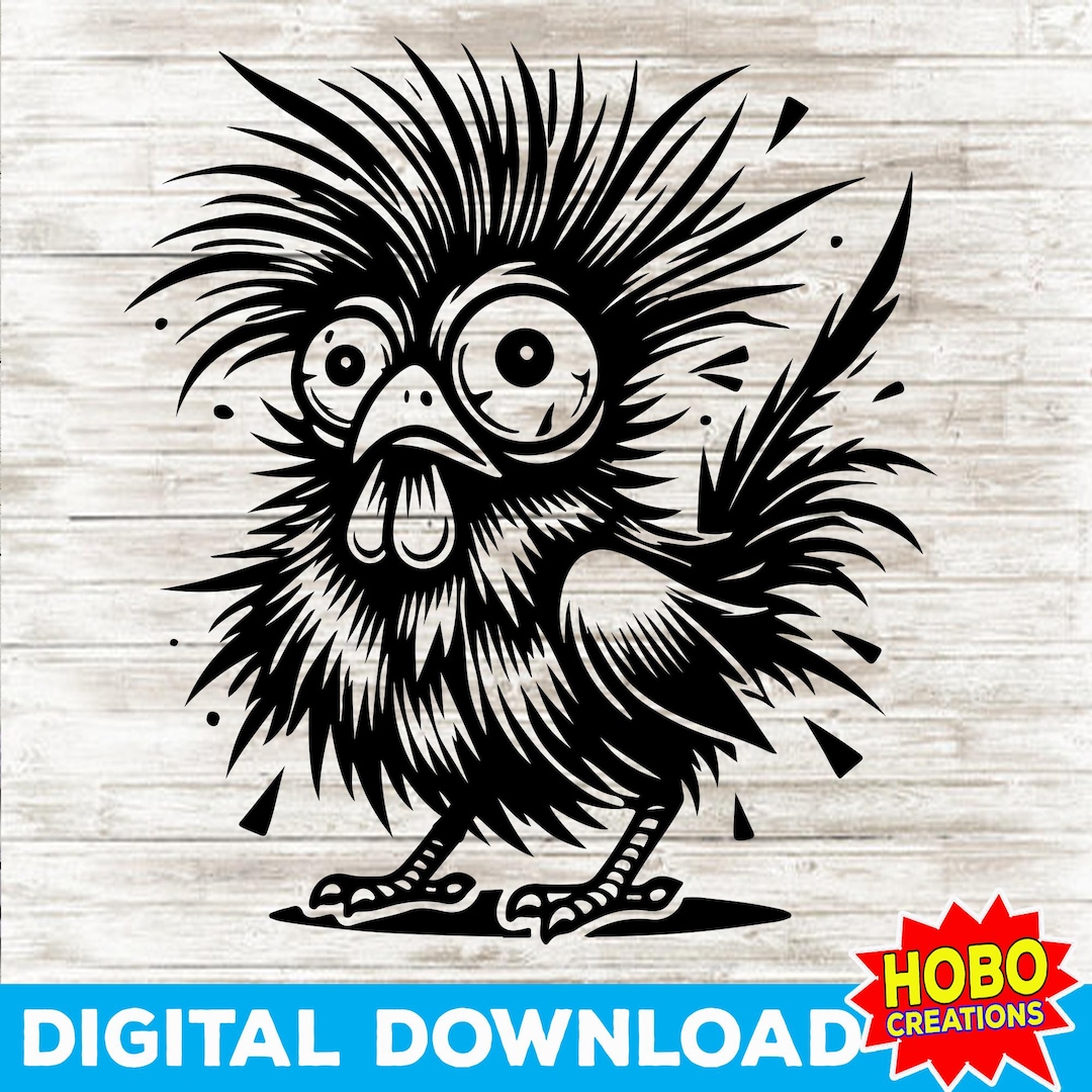 Crazy Chicken SVG PNG , Funny Rooster Clipart, Chicken Vector Image ...
