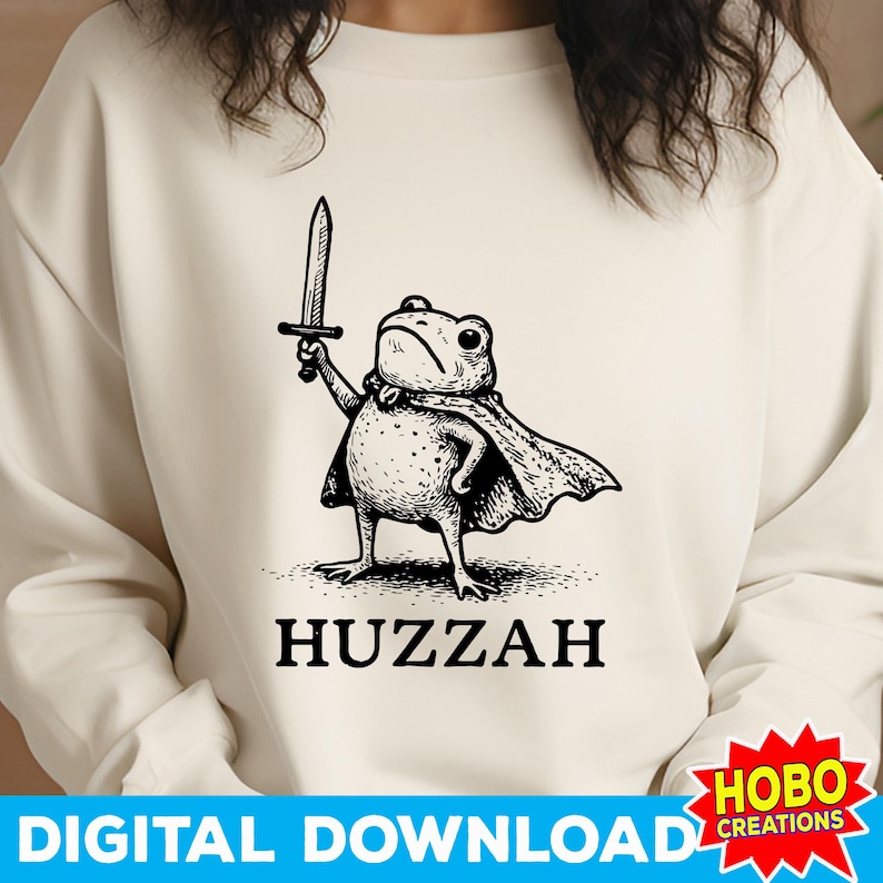 Huzzah Frog Knight PNG, Funny Sword Meme Quote Clipart, Medieval Frog ...