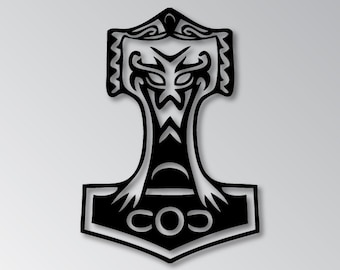 Thor's Hammer Vinyl Kiss-cut Sticker, Norse Mythology Decal, Laptop ...