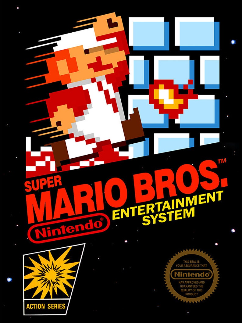 Póster de videojuegos de Super Mario Bros NES 18 x 24 - Etsy España