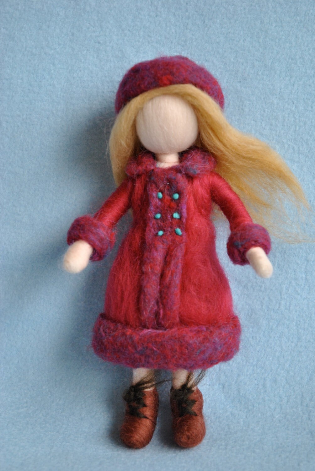 Waldorf Inspired Needle Felted Doll : the Girl in the Red Coat | Etsy