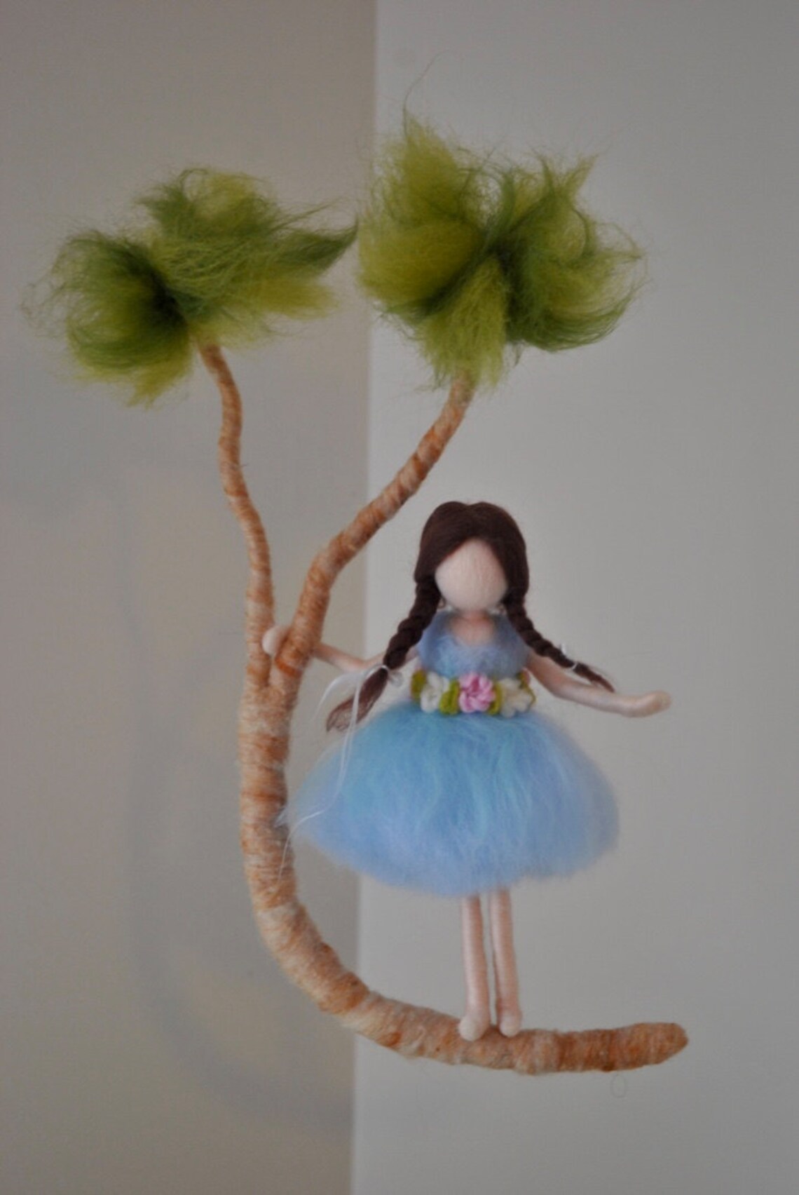 Girls Room Decor needle felted : Girl in a branch | Etsy