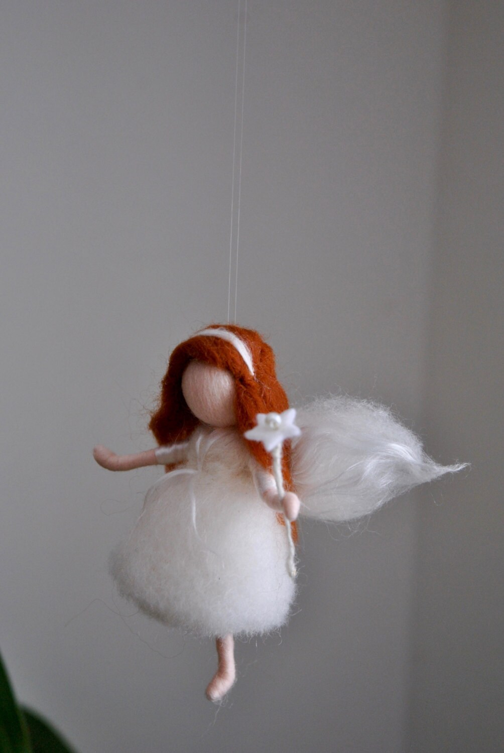 Small White Fairy Needle Felted Wall Hanging : Fairy With Wand | Etsy
