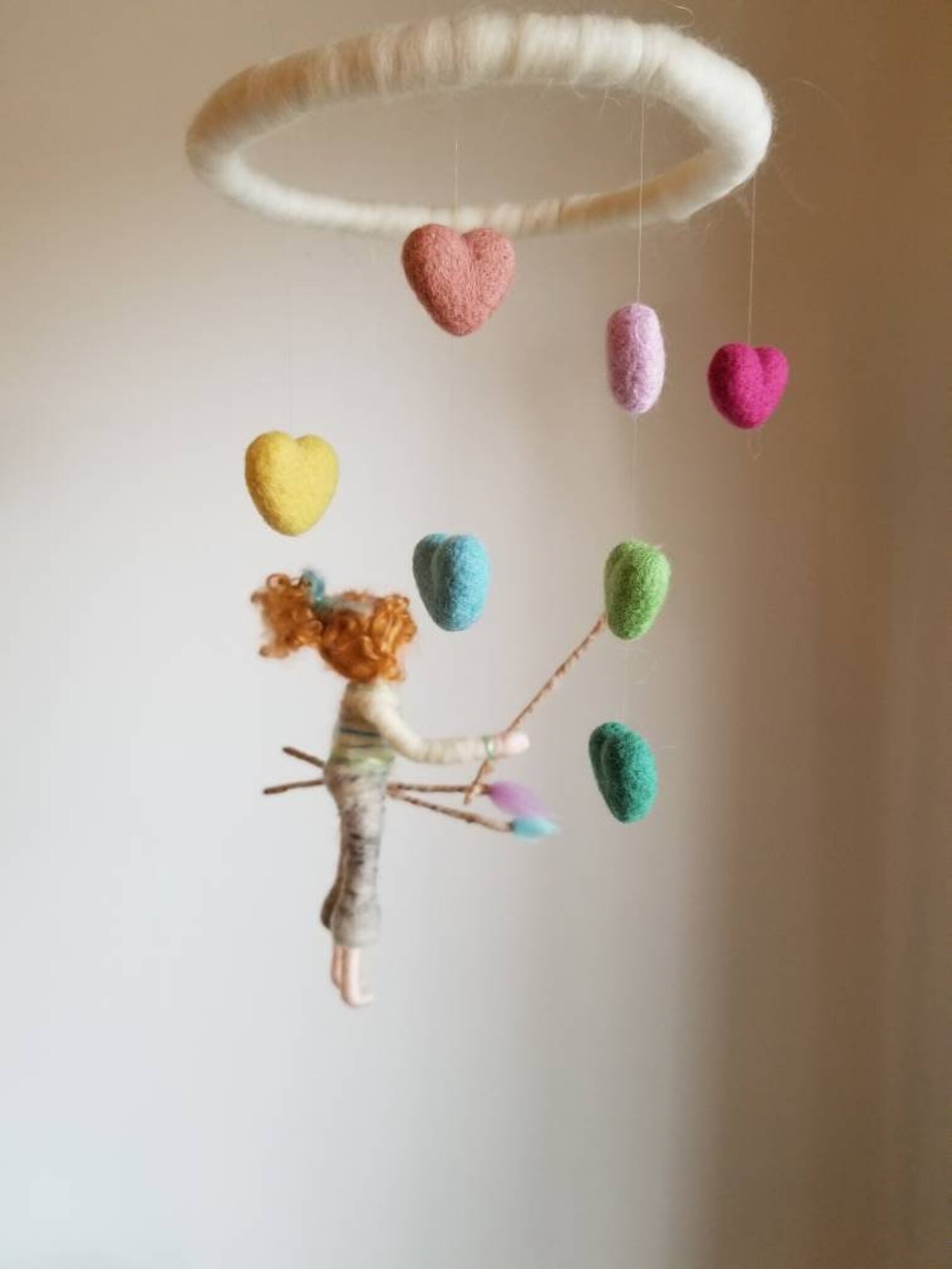 Room Decor Wool Mobile Needle Felted : Girl Painting - Etsy