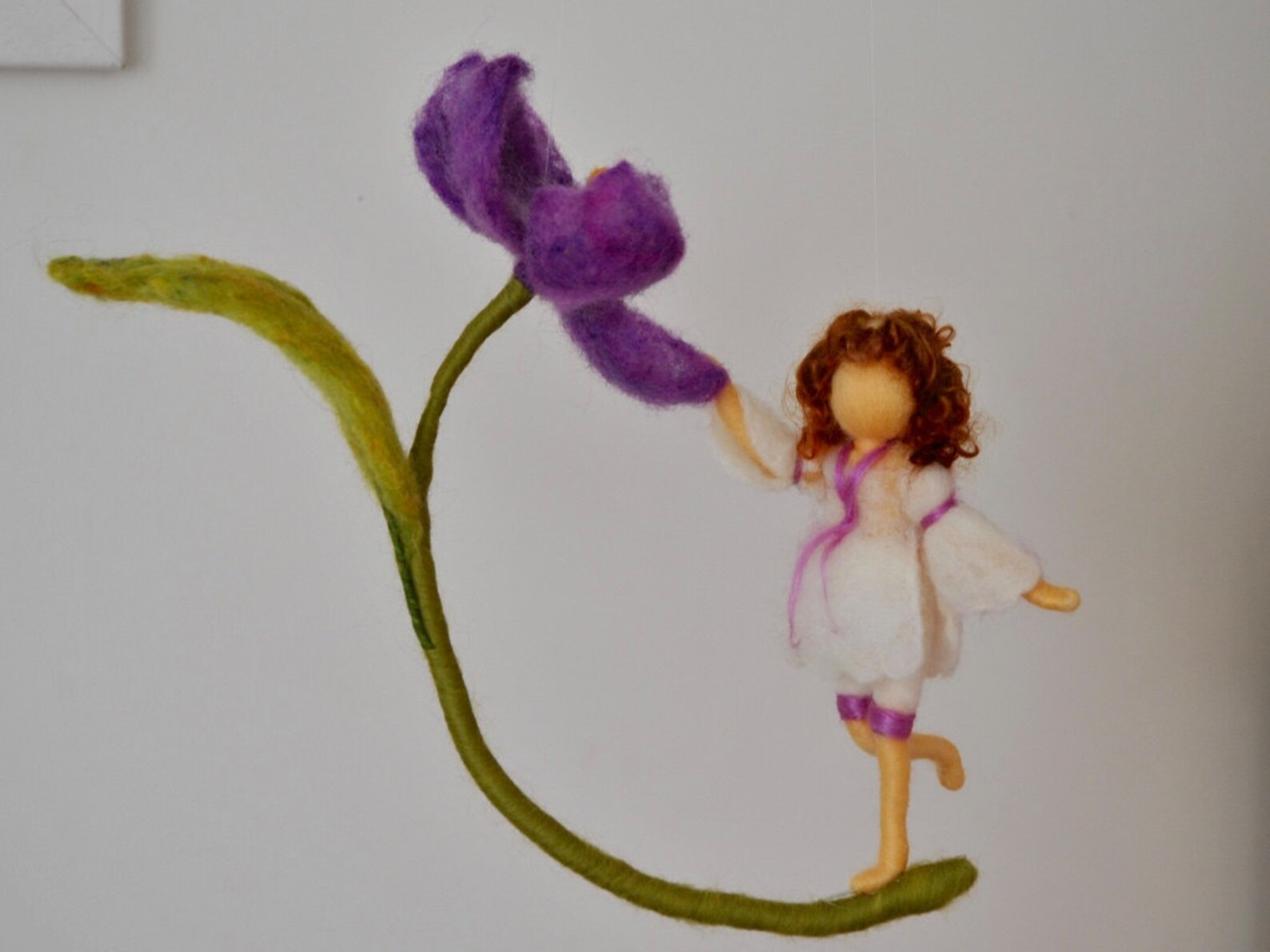 Violet Flower Fairy Needle Felted Waldorf Inspired / Wool Doll: Girl ...