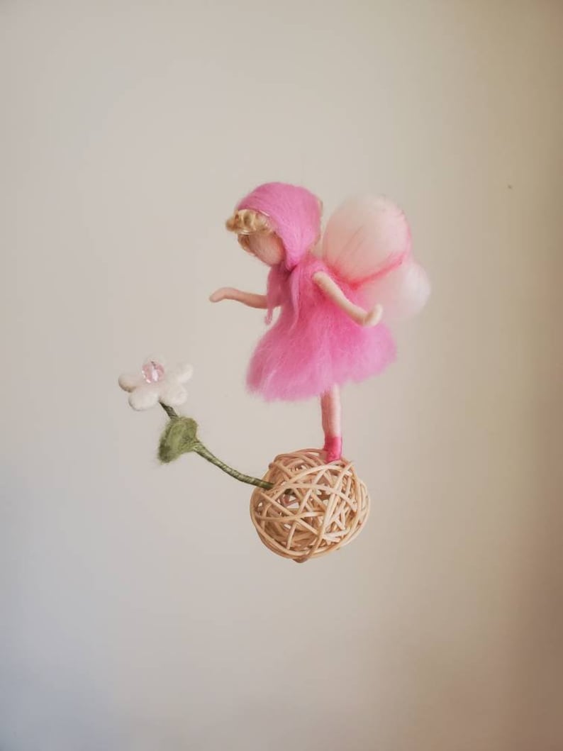 Small Pink Fairy With Flower Needle Felted Wall Hanging - Etsy
