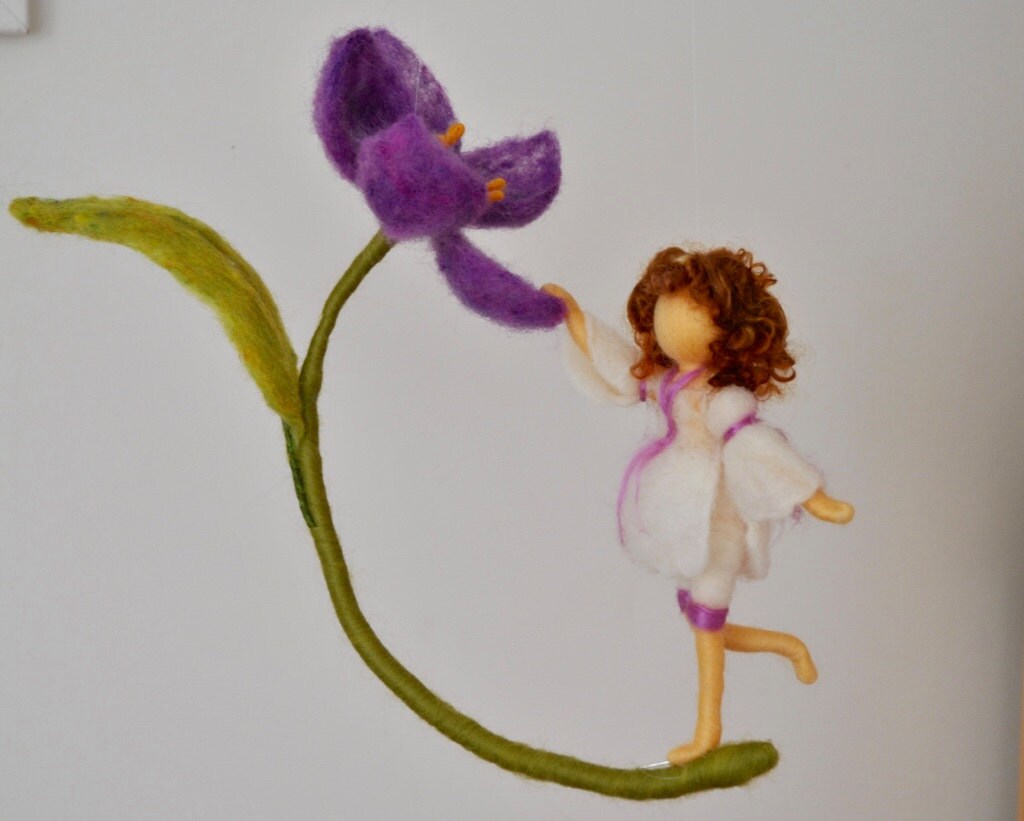 Violet Flower Fairy Needle Felted Waldorf Inspired / Wool Doll: Girl ...