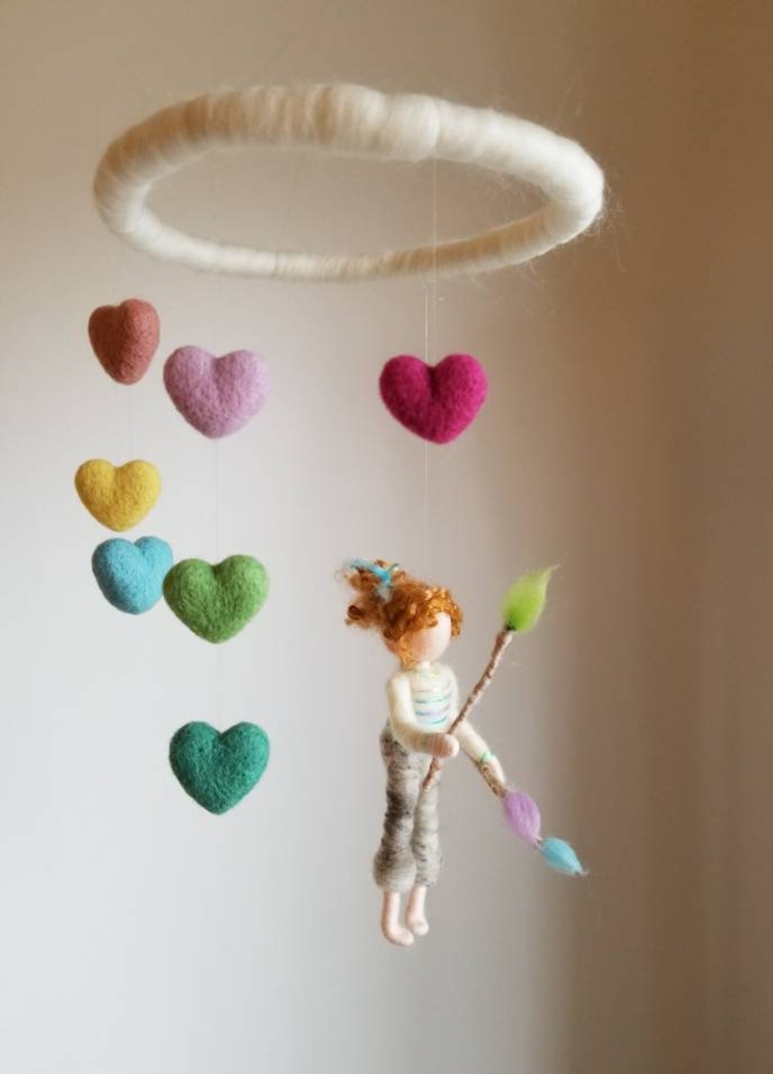 Room Decor Wool Mobile Needle Felted : Girl Painting - Etsy