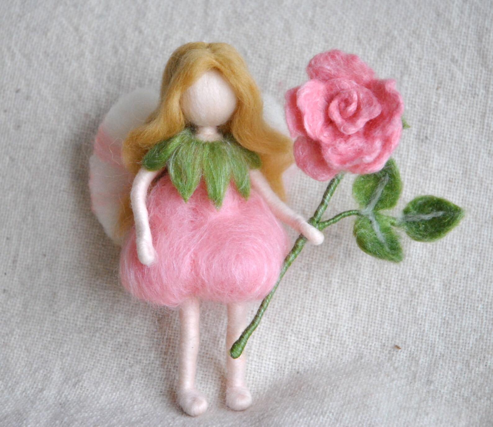 Flower Fairy Waldorf Inspired Needle Felted Doll: Rose Fairy - Etsy