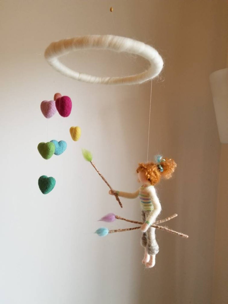 Room Decor Wool Mobile Needle Felted : Girl Painting - Etsy