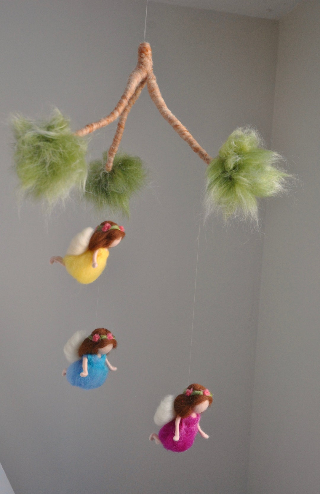 Nursery Fairy Mobile Waldorf Inspired: Three Fairies . Made to Order - Etsy