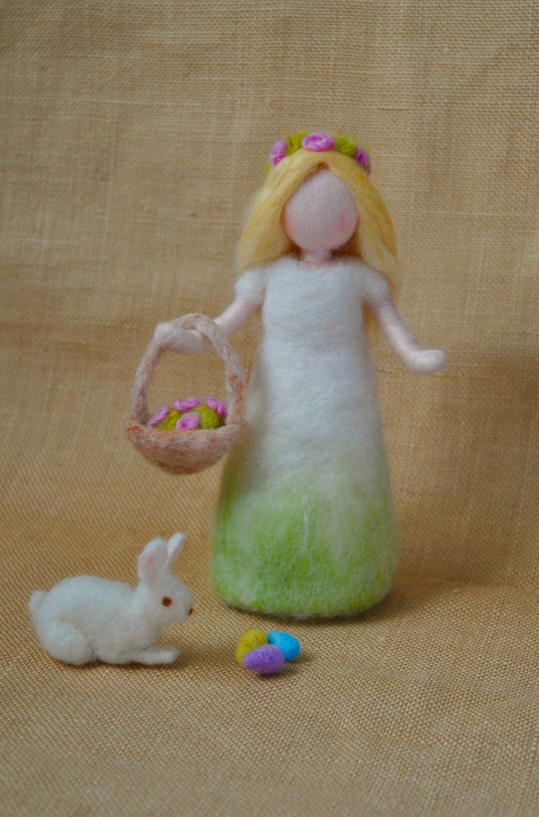 Easter Spring Waldorf Inspired Needle Felted Doll : Girl With Easter ...