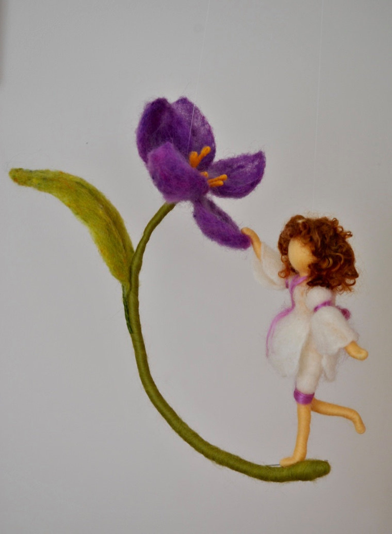 Violet Flower Fairy Needle Felted Waldorf Inspired / Wool Doll: Girl ...