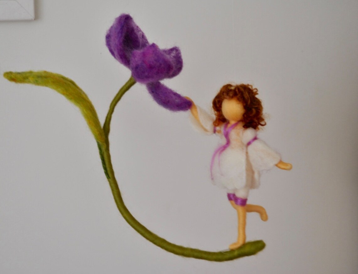 Violet Flower Fairy Needle Felted Waldorf Inspired / Wool Doll: Girl ...
