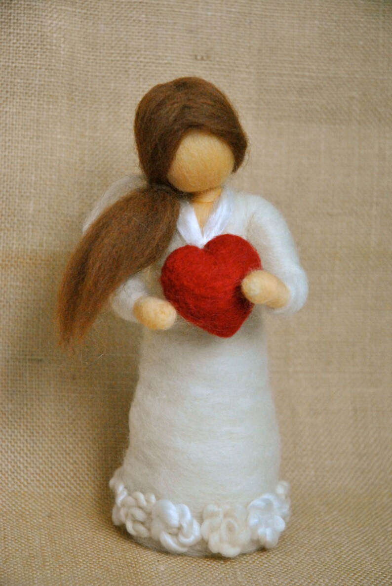 Valentine's Day Needle Felted Doll : Girl With Red Heart - Etsy