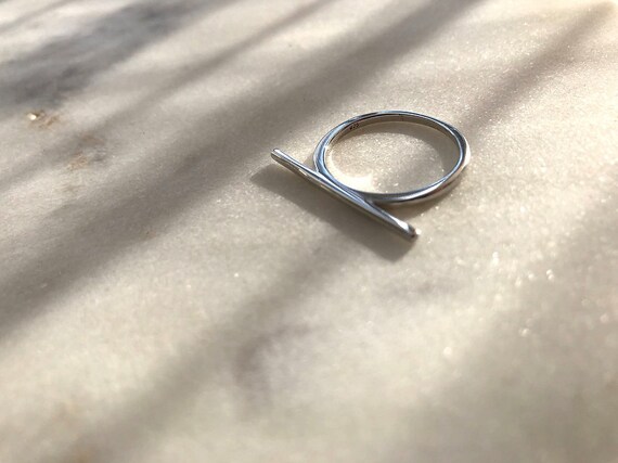 Silver Horizontal Flat Bar Ring - Etsy