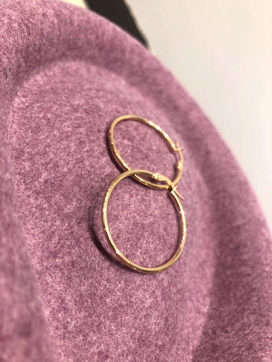 10k Gold Hoops W/ Cradle Catch - Etsy