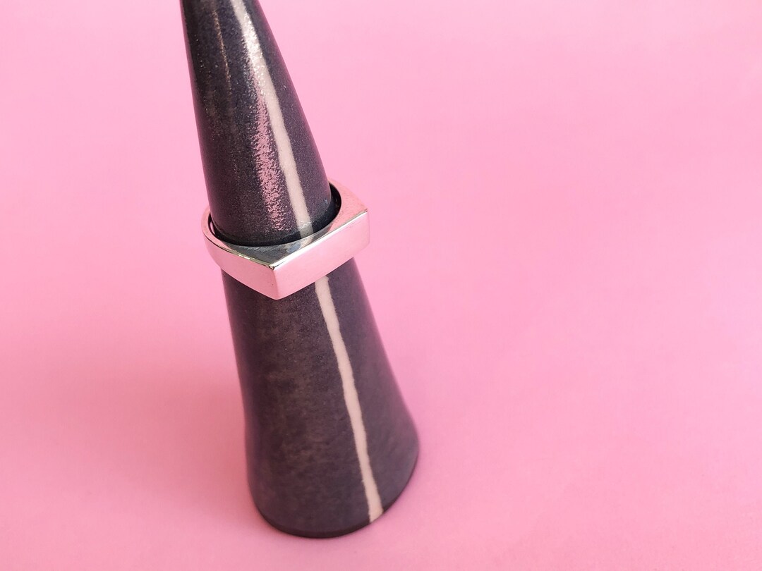 Anillo de sello rectangular de plata - Etsy España
