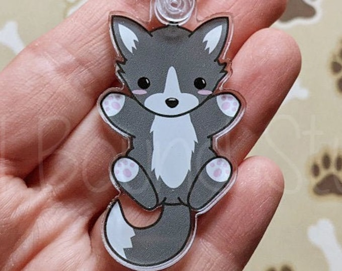 Kawaii Cute Wolf Acrylic Keychain - Etsy