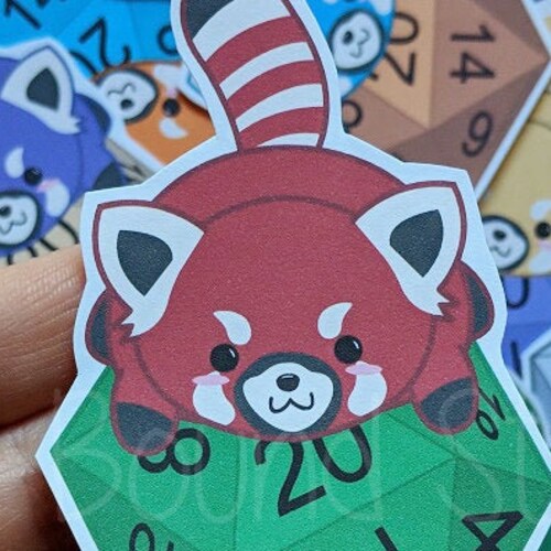 Chibi Raccoon D20 Stickers and Magnets - Etsy