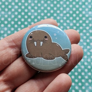 Chibi Cute Walrus Art 1.5 Inch Button | Etsy
