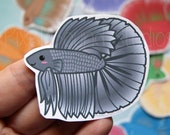 Chibi Halfmoon Betta Stickers and Magnets | Etsy