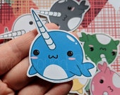 Chibi Narwhal Stickers and Magnets | Etsy