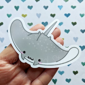 Chibi Cute Manta Ray Vinyl Sticker - Etsy