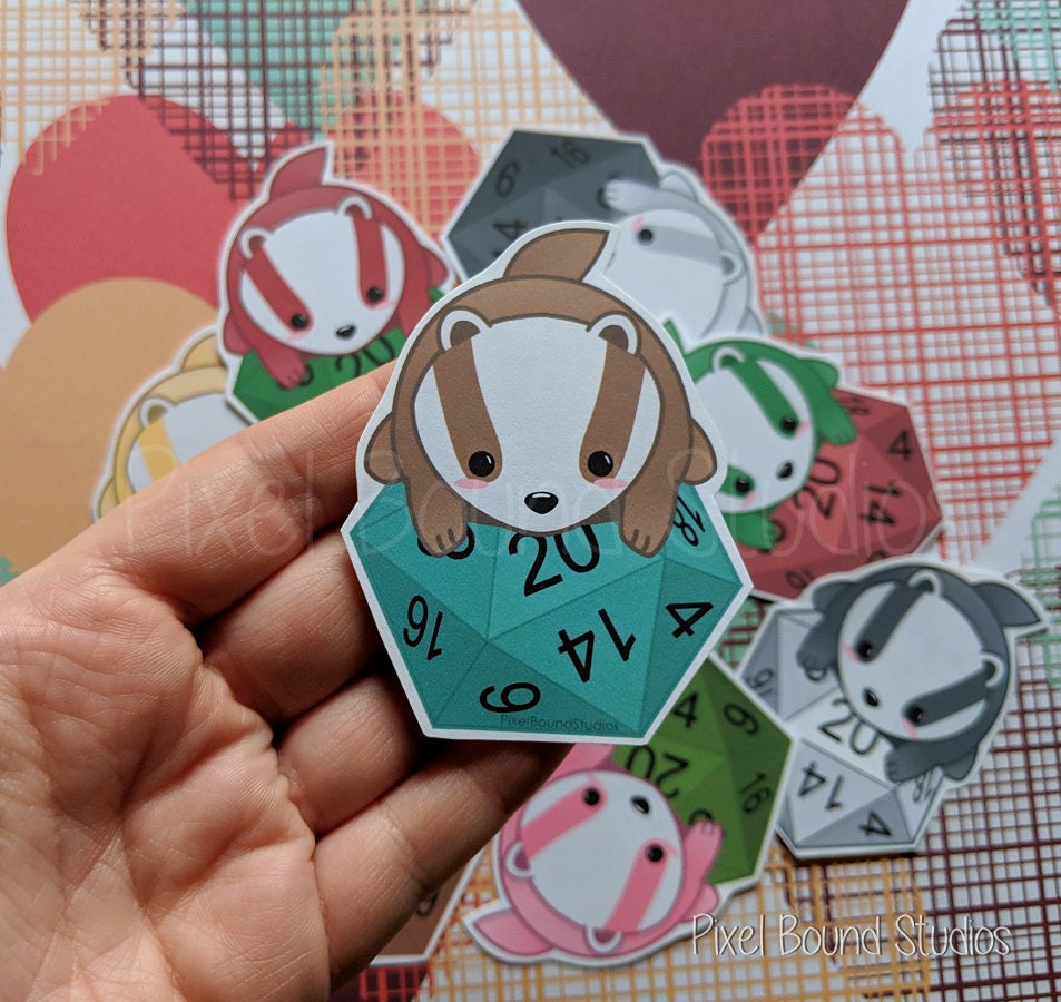 Chibi Badger on D20 Stickers and Magnets | Etsy