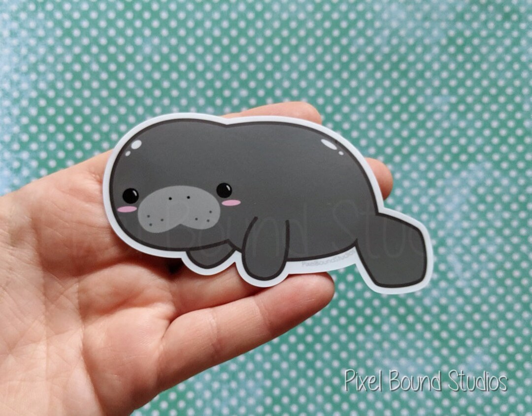 Chibi Cute Manatee Vinyl Sticker - Etsy