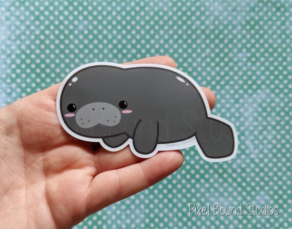 Chibi Cute Manatee Vinyl Sticker | Etsy