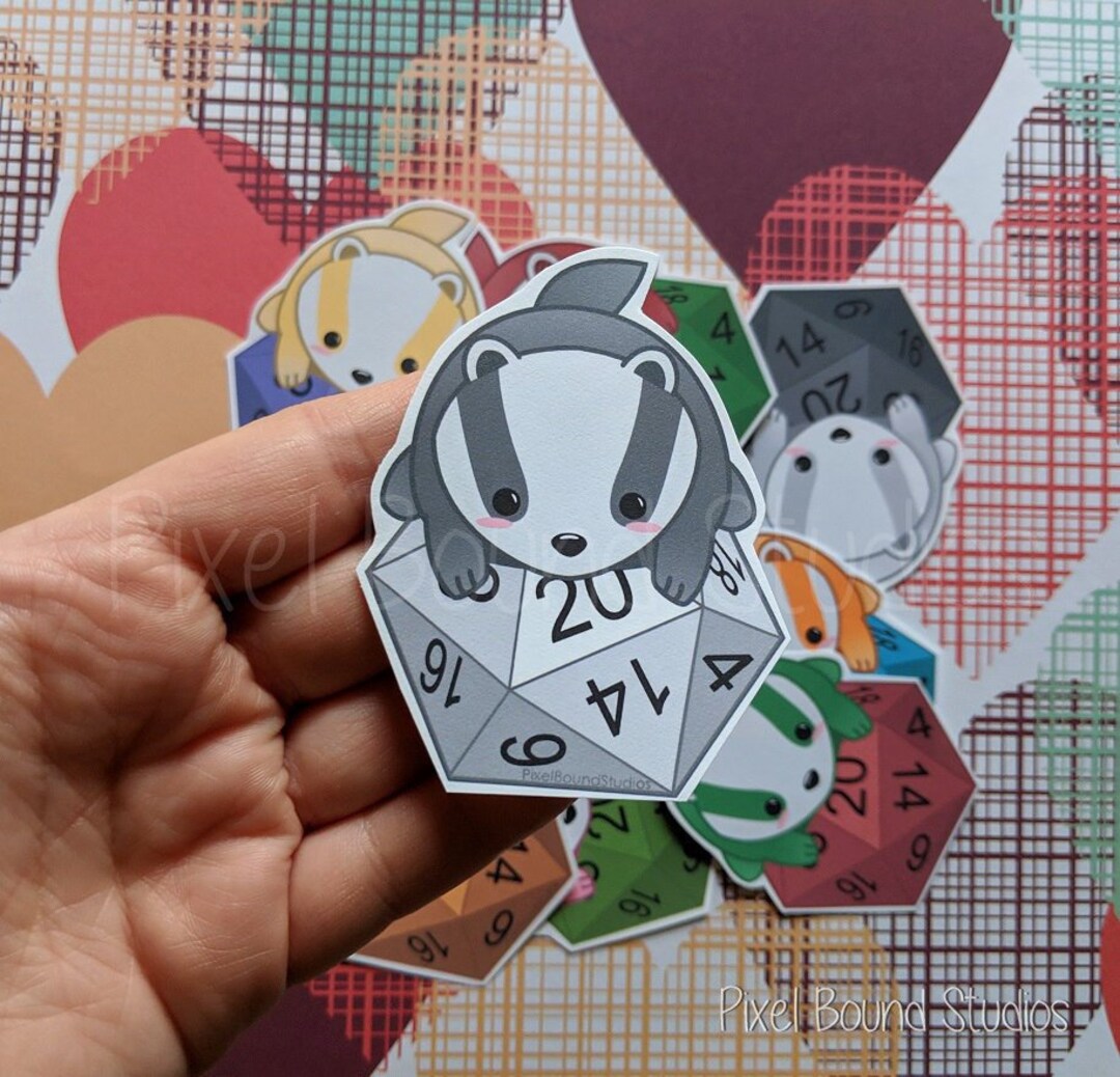 Chibi Badger on D20 Stickers and Magnets - Etsy