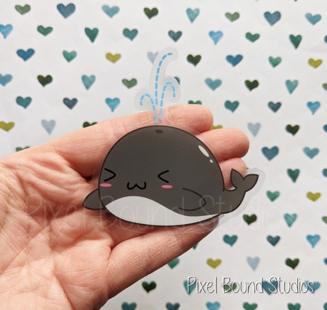 Chibi Cute Whale Art Clear Vinyl Sticker for Phone, Car, Tablet, Laptop ...