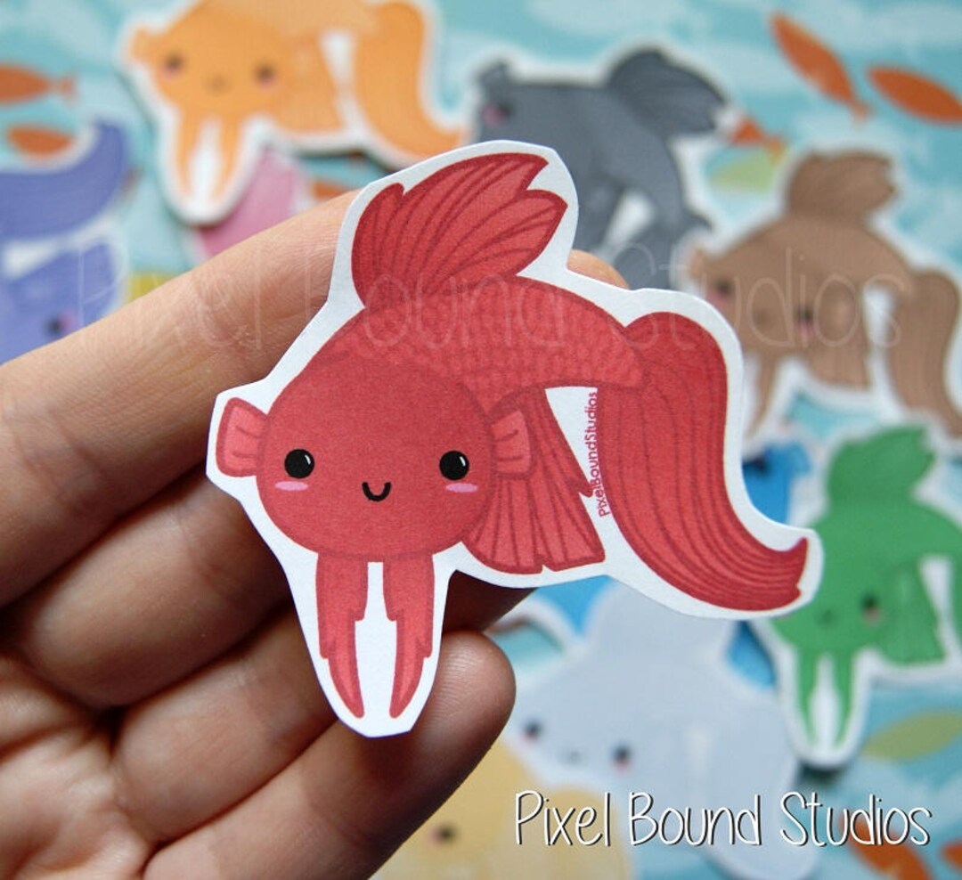 Chibi Veiltail Betta Stickers and Magnets - Etsy