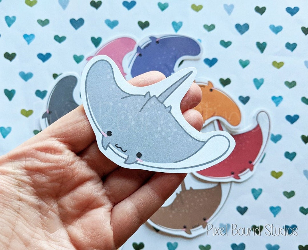 Cute Kawaii Manta Ray Stickers and Magnets - Etsy