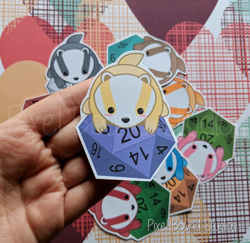 Chibi Badger on D20 Stickers and Magnets | Etsy