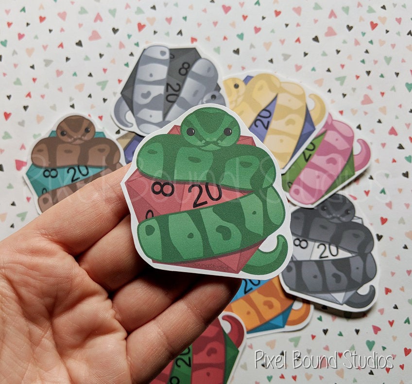 Chibi Ball Python D20 Stickers and Magnets - Etsy Denmark