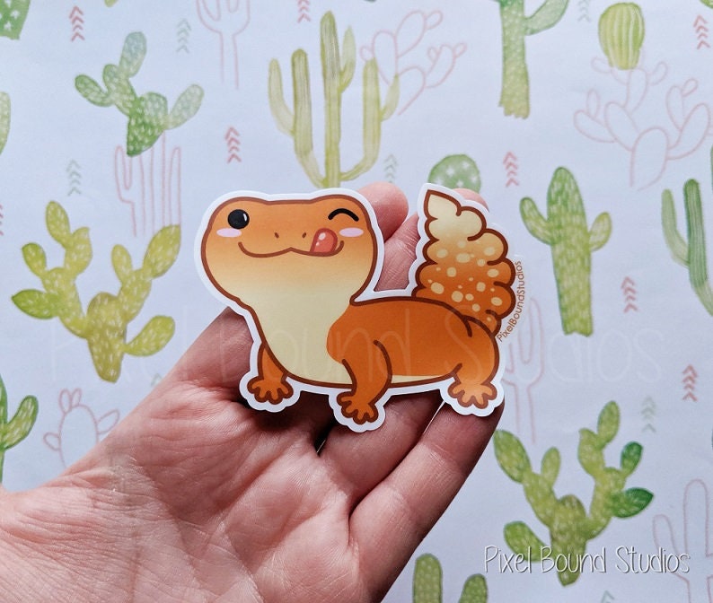 Chibi Cute Leopard Gecko Vinyl Sticker - Etsy