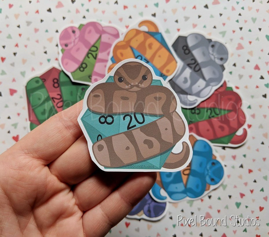 Chibi Ball Python D20 Stickers and Magnets - Etsy Denmark