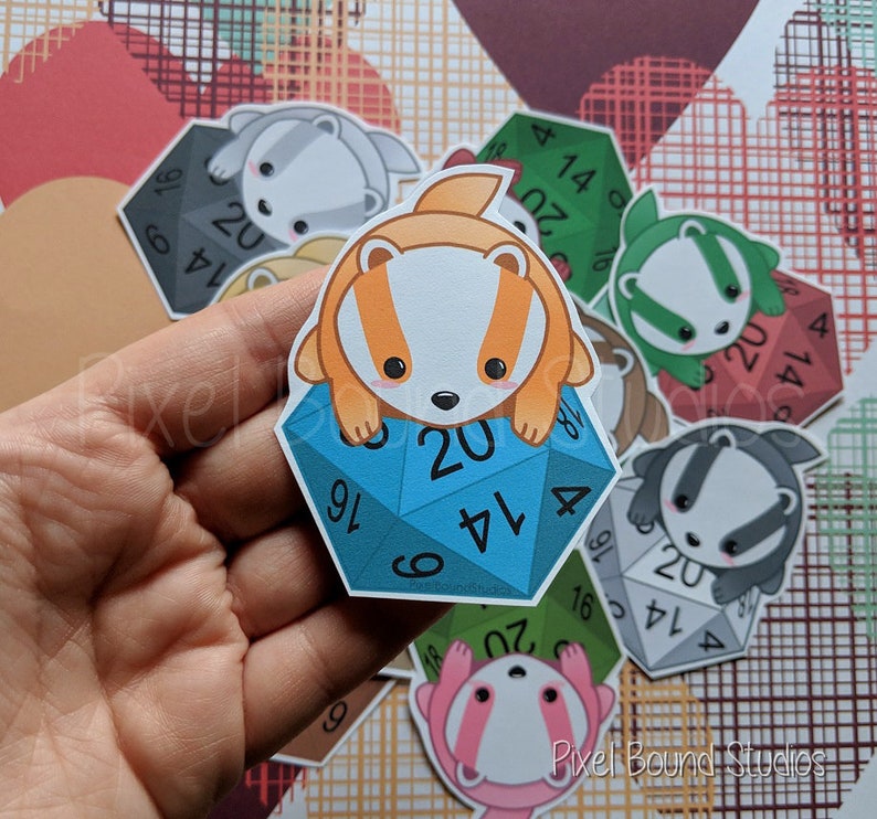 Chibi Badger on D20 Stickers and Magnets - Etsy