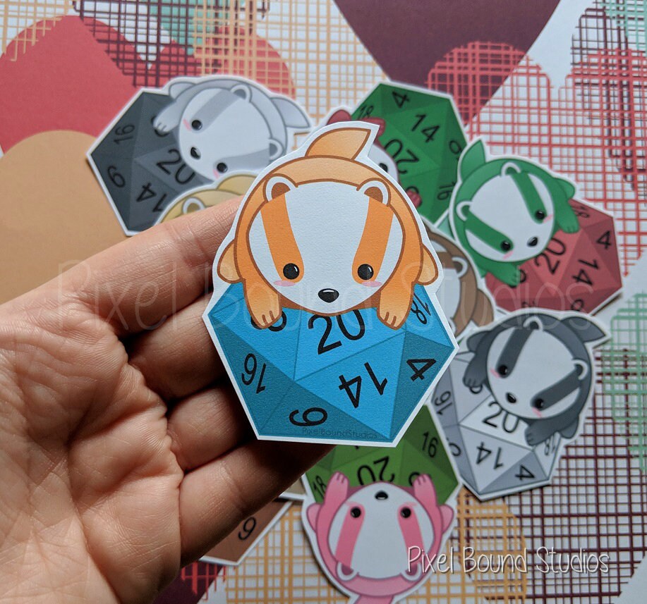 Chibi Badger on D20 Stickers and Magnets | Etsy