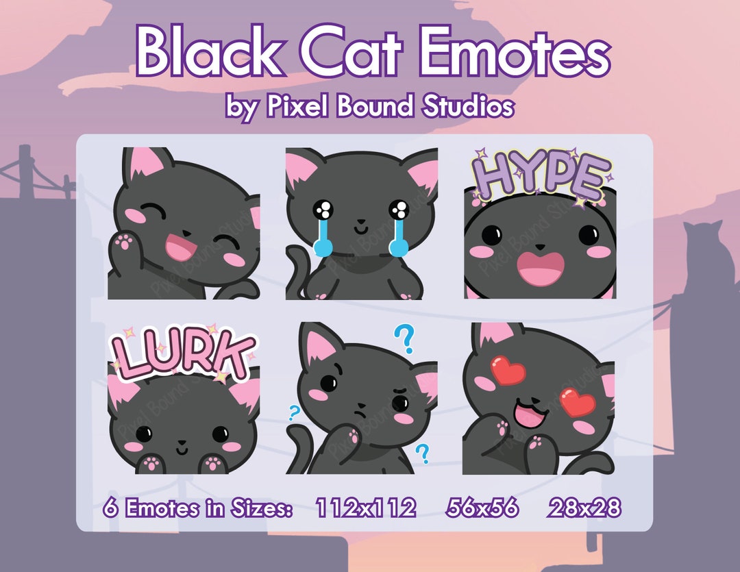 Black Cat Emotes for Twitch | Gaming Sub Badges (digital Download) - Etsy