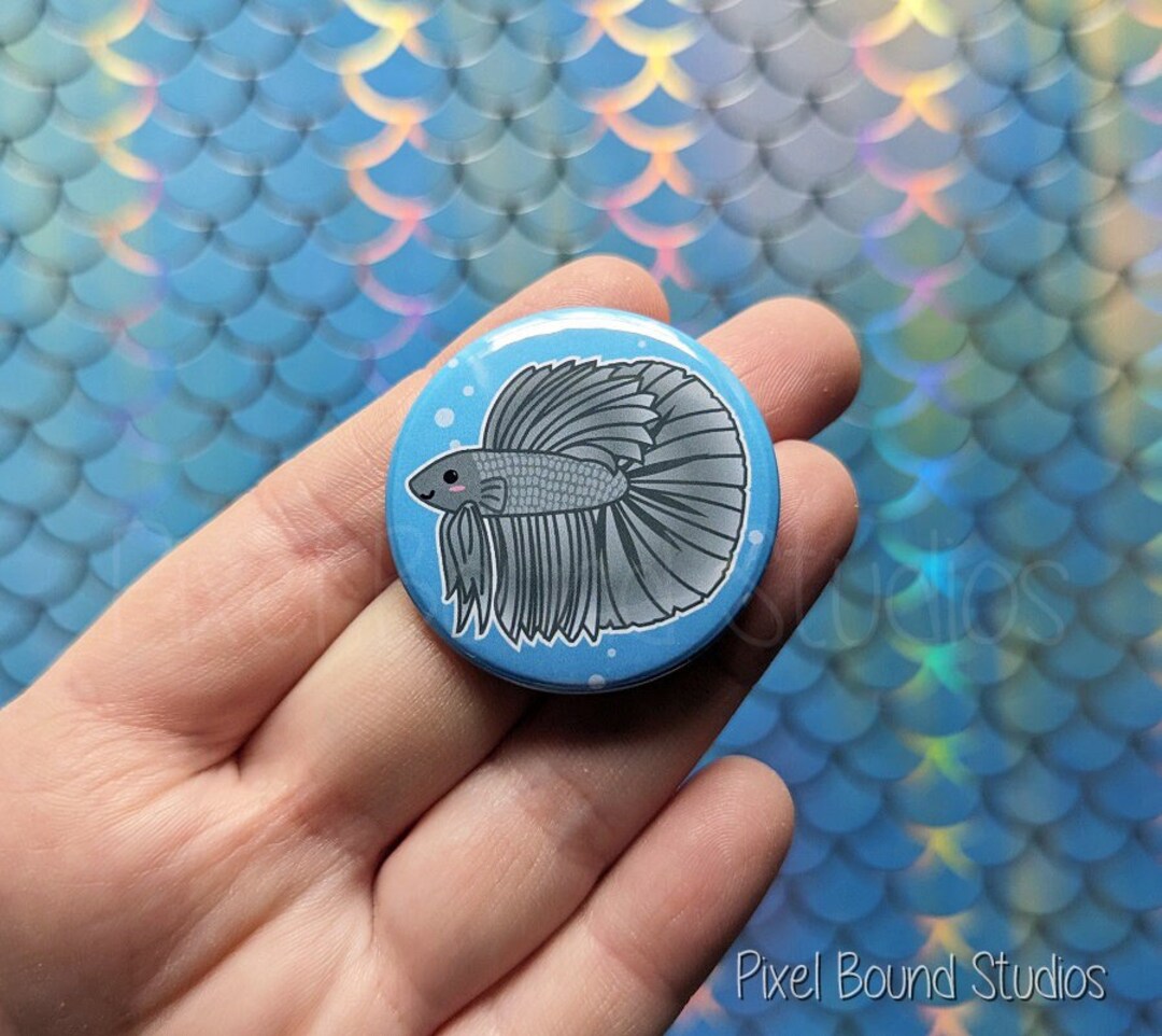 Chibi Cute Halfmoon Betta Art 1.5 Inch Button - Etsy