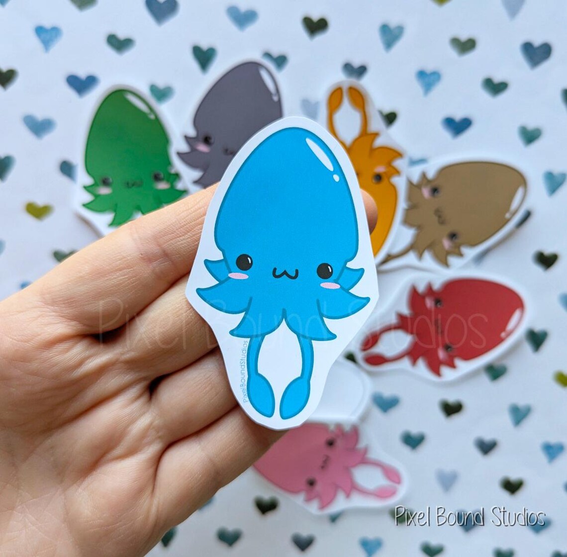 Squid Stickers and Magnets | Customizable Colors - Etsy