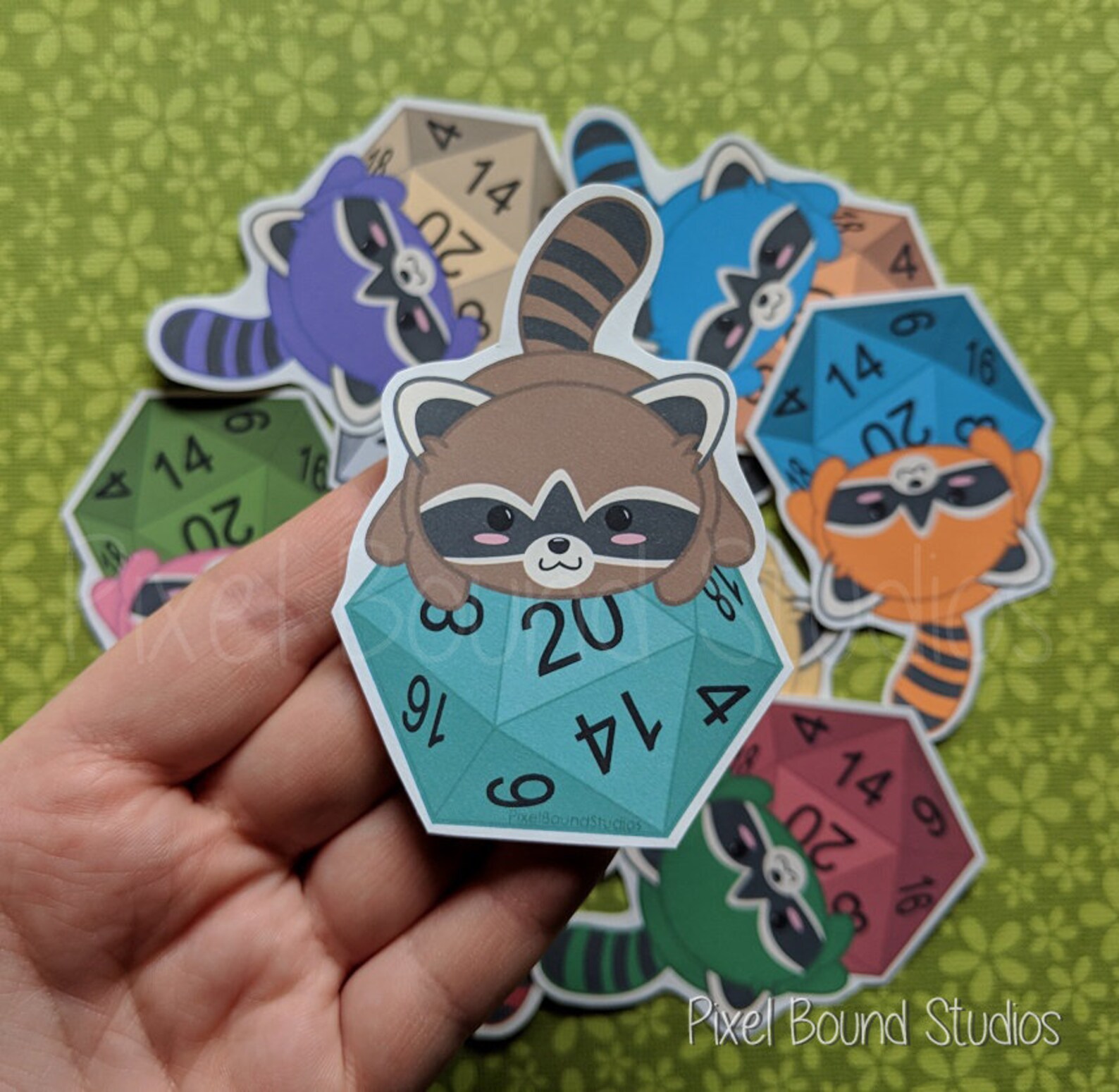 Chibi Raccoon D20 Stickers and Magnets | Etsy