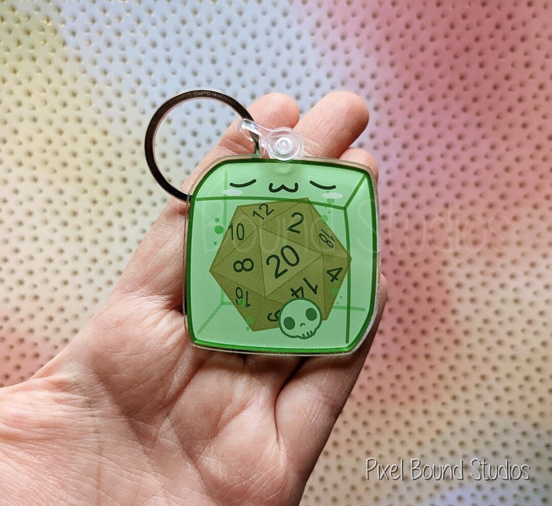 Kawaii Cute Gelatinous Cube D20 Acrylic Keychain - Etsy
