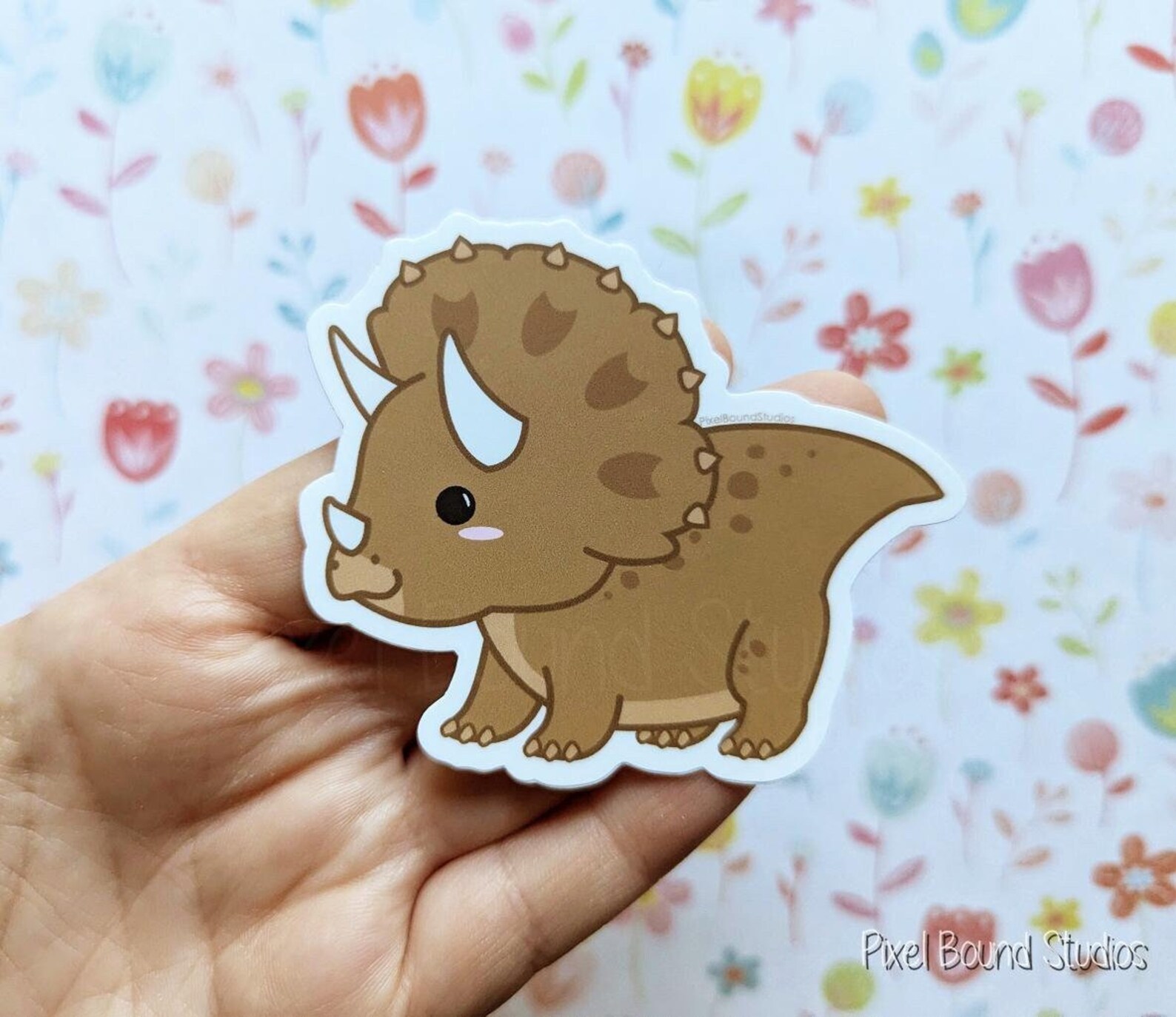 Chibi Triceratops Vinyl Sticker - Etsy